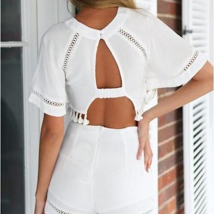 Two Piece Crop Top And Shorts Set on Luulla