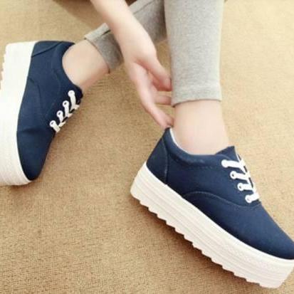 Flat Platform Canvas Casual Sneakers on Luulla
